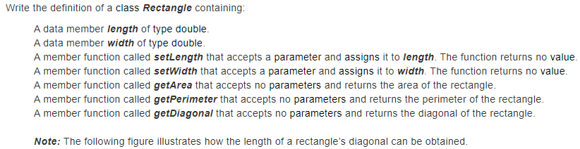 Solved Write the definition of a class Rectangle containing: | Chegg.com