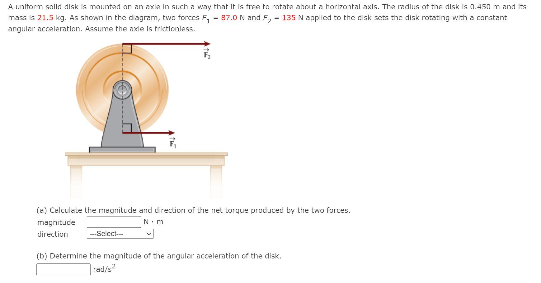 Solved A uniform solid disk is mounted on an axle in such a | Chegg.com