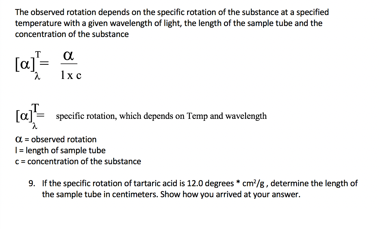 The observed rotation depends on the specific | Chegg.com