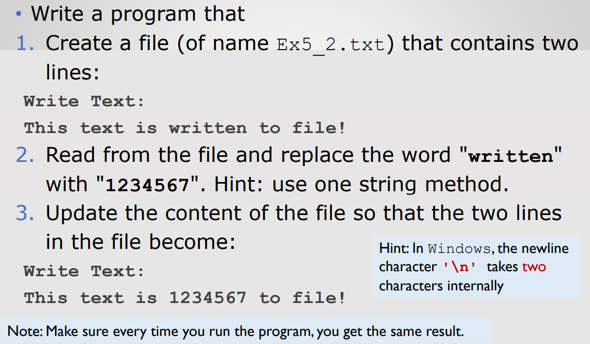 Solved - Write a program that 1. Create a file (of name | Chegg.com