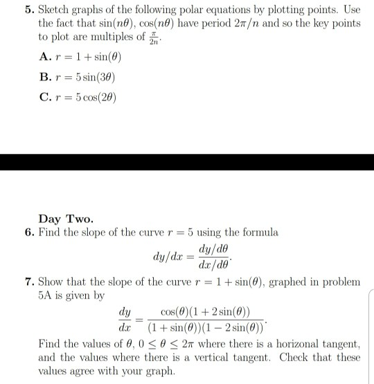 Solved 5. Sketch graphs of the following polar equations by | Chegg.com