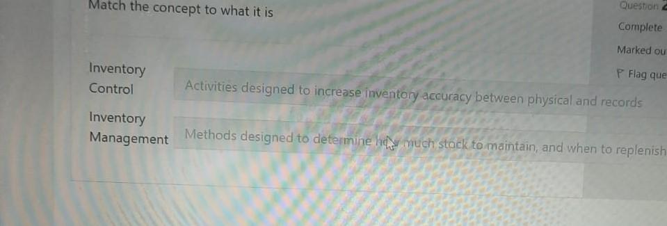Solved Match the concept to what it is Inventory Control | Chegg.com