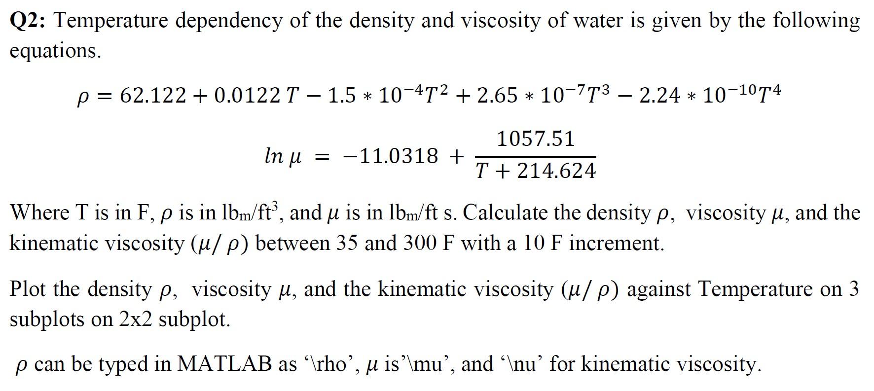 Solved Q2: Temperature dependency of the density and | Chegg.com