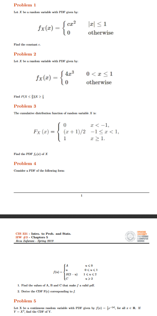 Solved Problem Let X be a randon variable with PDF given by | Chegg.com