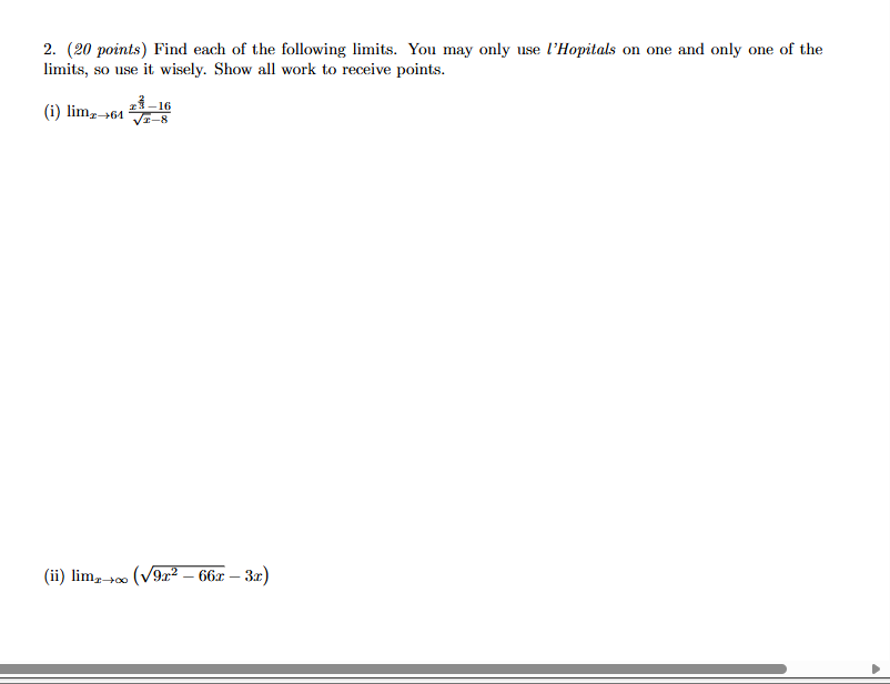 Solved (20 ﻿points) ﻿Find each of ﻿the following limits. | Chegg.com