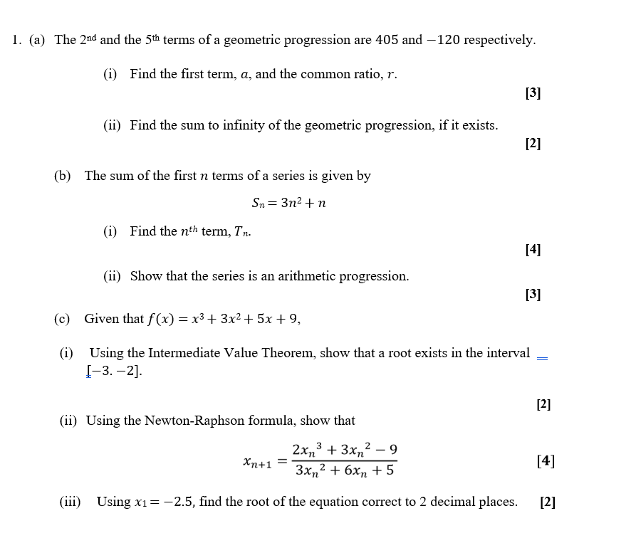 Solved 1. (a) The 2nd and the 5th terms of a geometric | Chegg.com