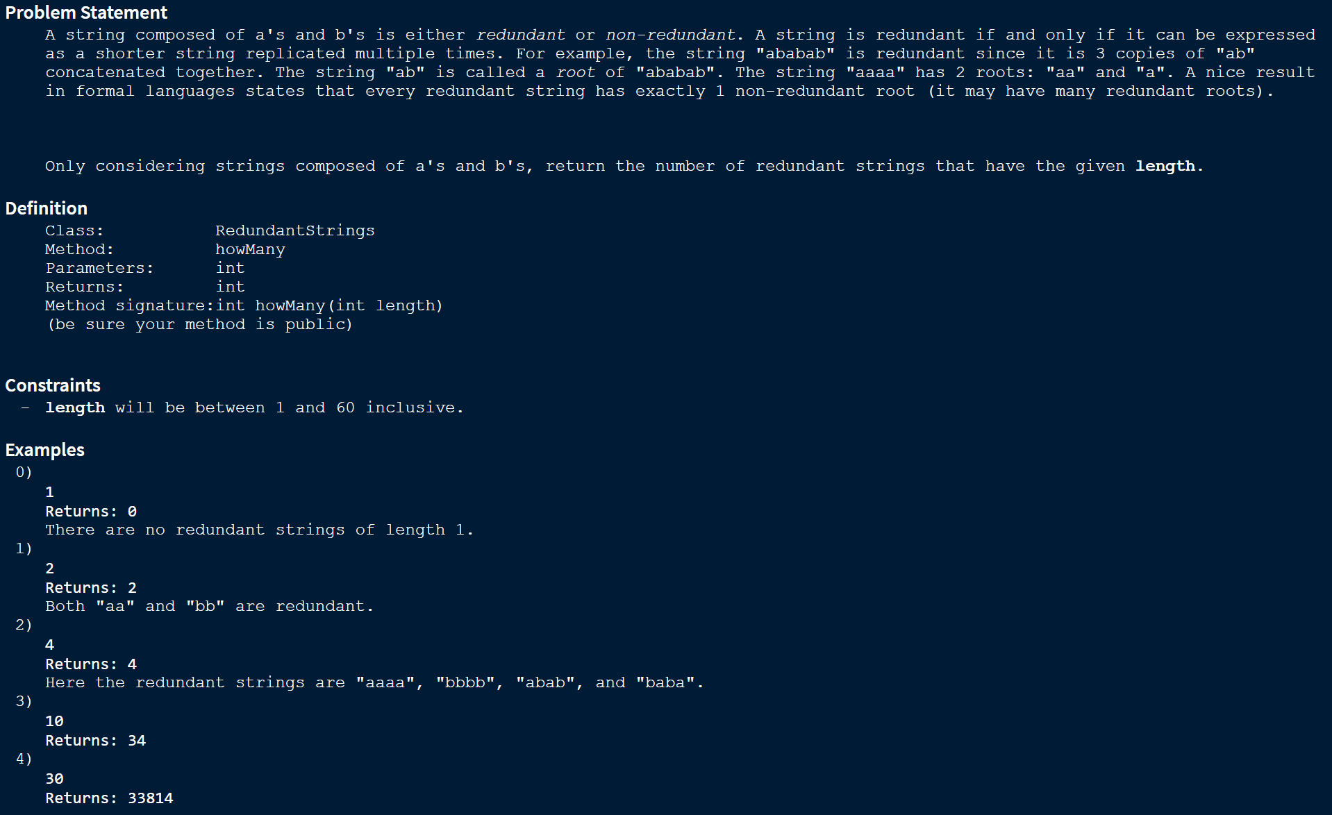 Solved Problem Statement A string composed of a's and b's is | Chegg.com