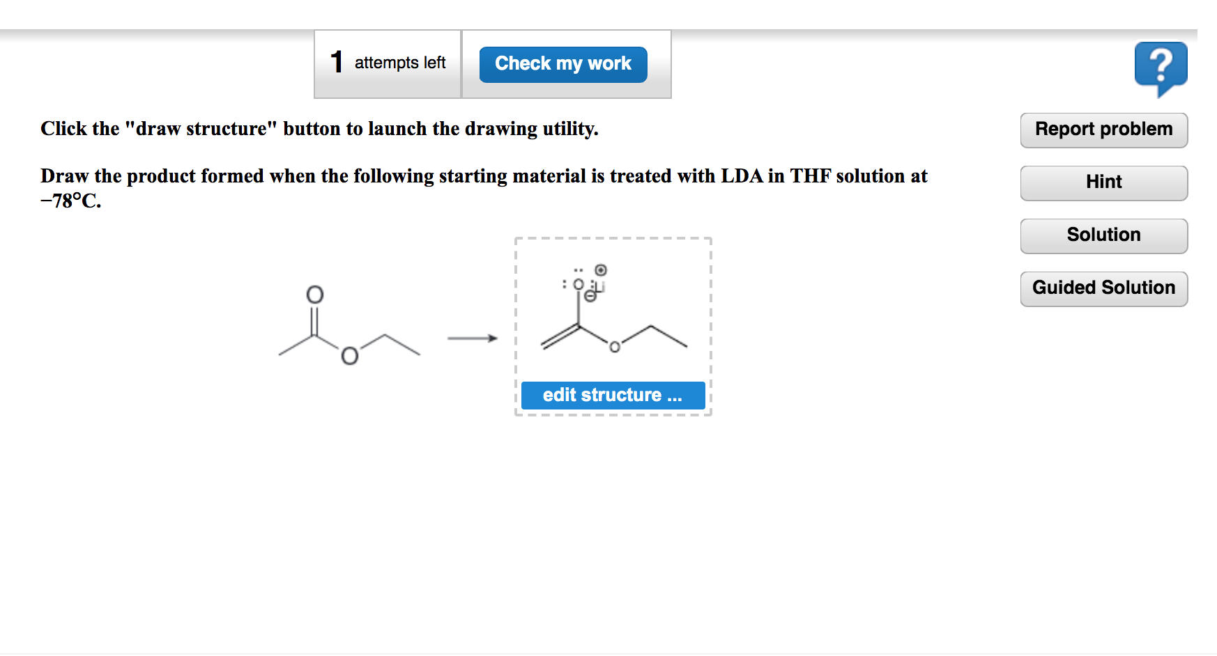 Solved 1 attempts left Check my work ? Click the "draw | Chegg.com