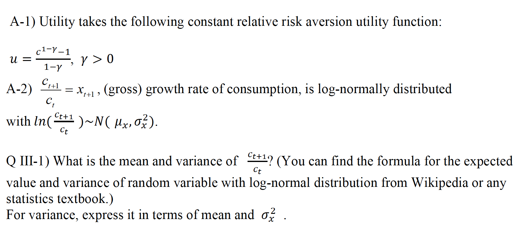 Solved A-1) Utility takes the following constant relative | Chegg.com