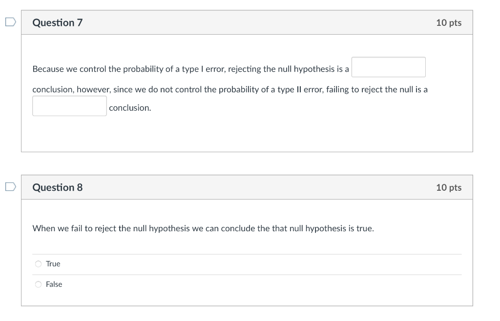 Solved Because we control the probability of a type I error, | Chegg.com