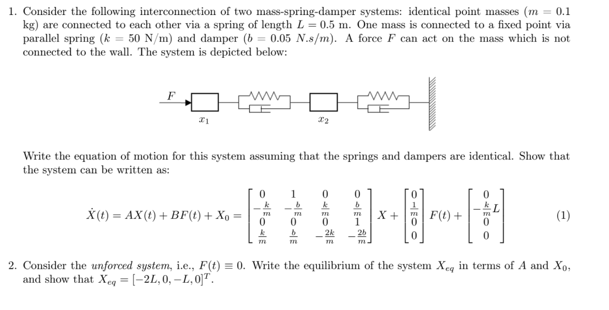 Solved Consider the following interconnection of two | Chegg.com