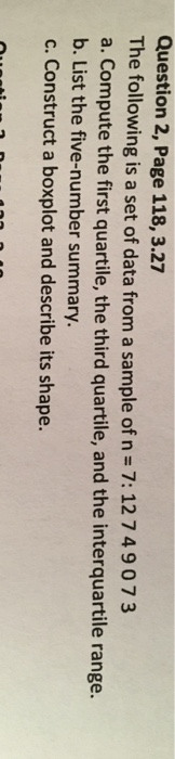Solved The following set of data is from a sample of n=7:12, | Chegg.com