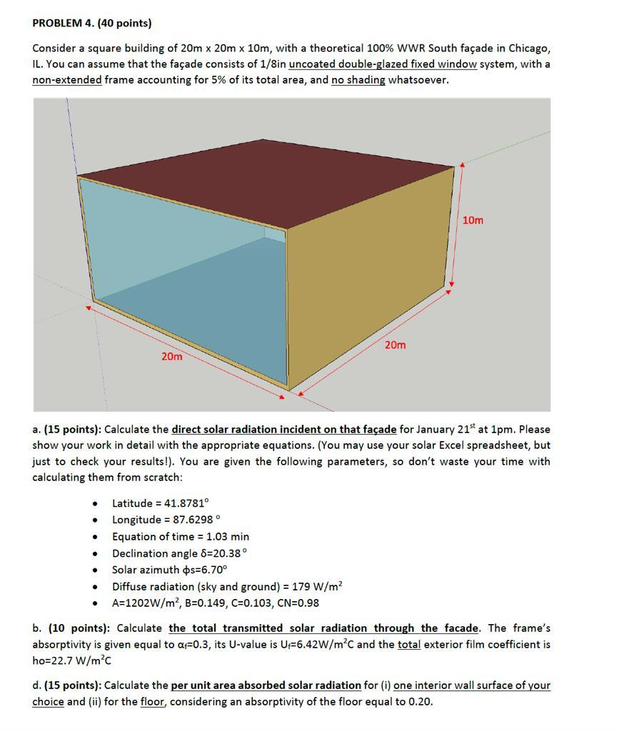 PROBLEM 4. (40 points) Consider a square building of | Chegg.com
