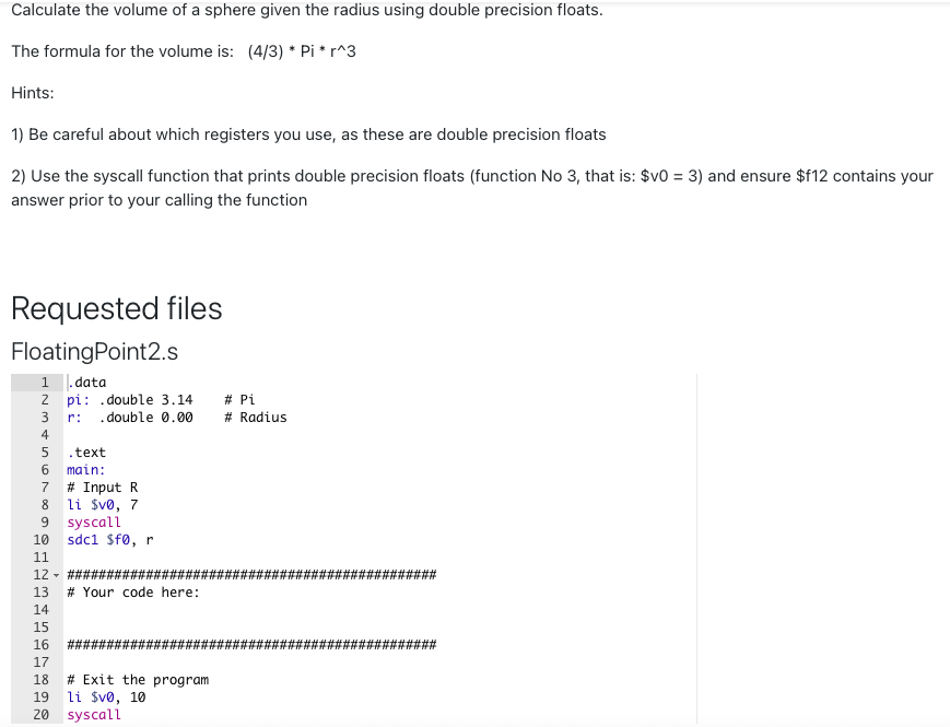 Solved Calculate the volume of a sphere given the radius | Chegg.com