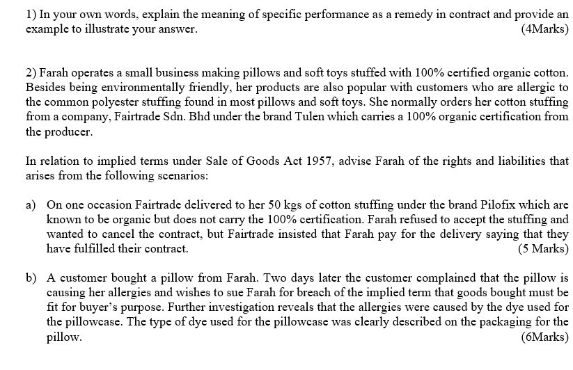 Solved 1) In your own words, explain the meaning of specific | Chegg.com