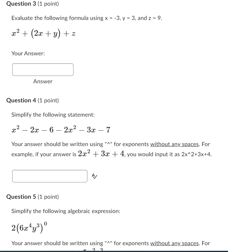 Solved Evaluate the following formula using x=−3,y=3, and | Chegg.com