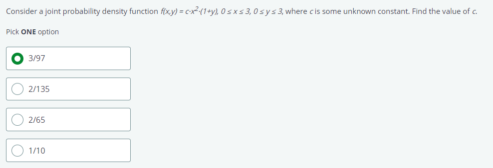 Solved Consider a joint probability density function | Chegg.com