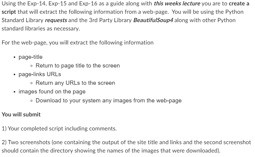 Solved Using the Exp-14, Exp-15 and Exp-16 as a guide along | Chegg.com