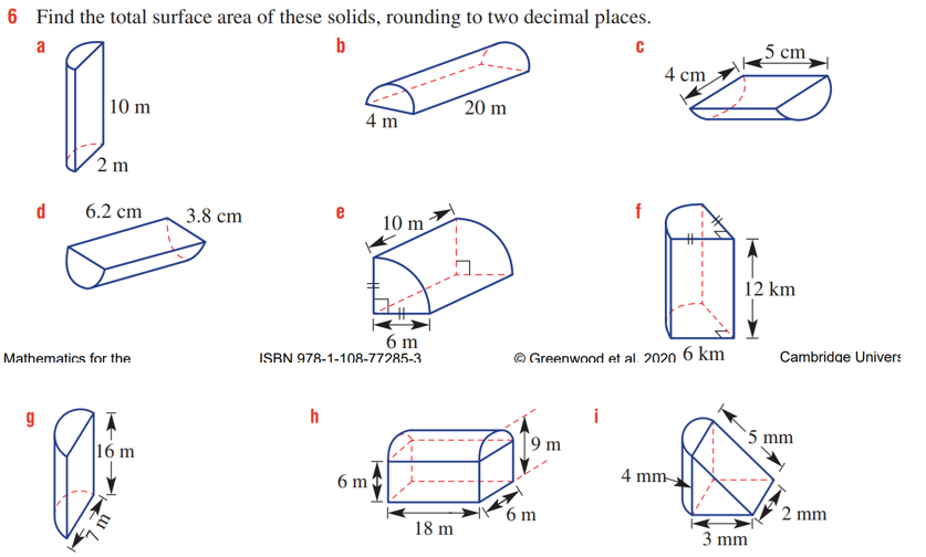 Solved 6 Find the total surface area of these solids, | Chegg.com