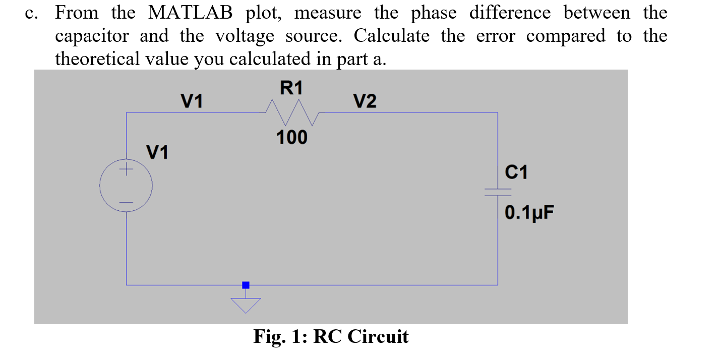 Solved Prelab Exercises A 1 Consider The Rc Circuit Shown