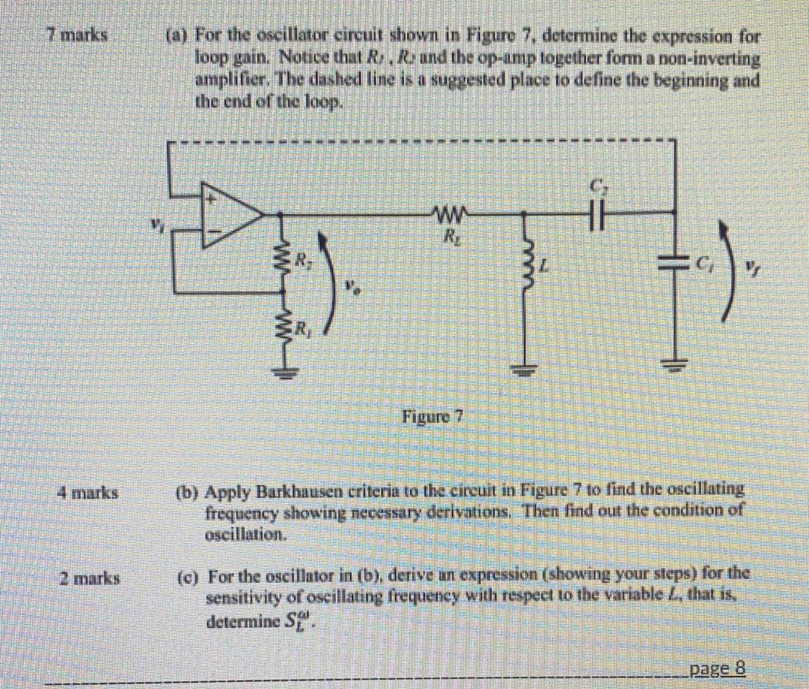 Solved 7 marks (a) For the oscillator circuit shown in | Chegg.com