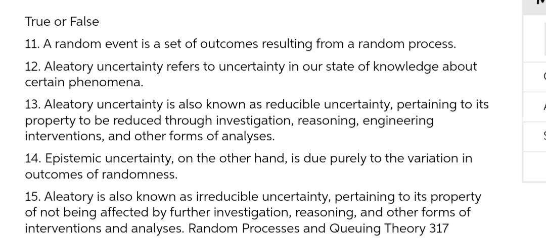 Solved True or False 11. A random event is a set of outcomes | Chegg.com