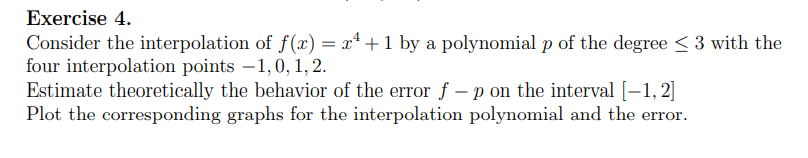 Solved Exercise 4. Consider the interpolation of f(x) = 24 | Chegg.com