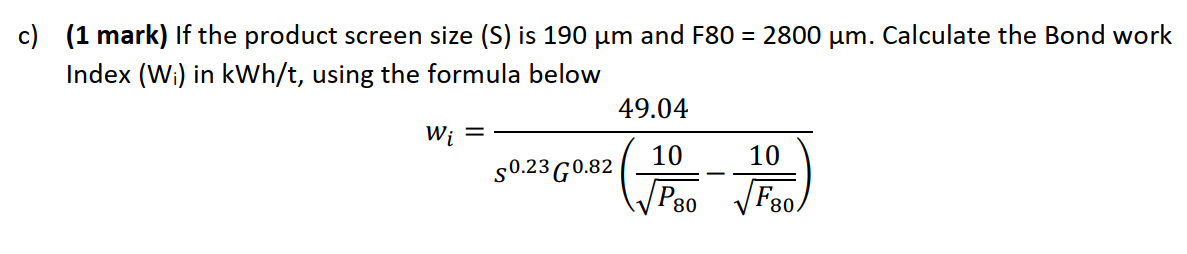 Solved A bond work index test is conducted through the | Chegg.com