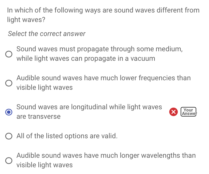 Solved In which of the following ways are sound waves | Chegg.com