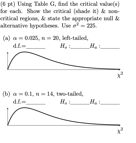Solved (6 pt) Using Table G, find the critical value(s) for | Chegg.com