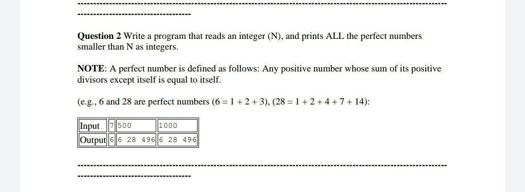Solved Question 2 Write a program that reads an integer (N), | Chegg.com