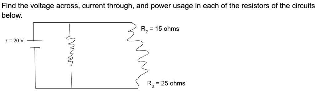 Solved Find the voltage across, current through, and power | Chegg.com