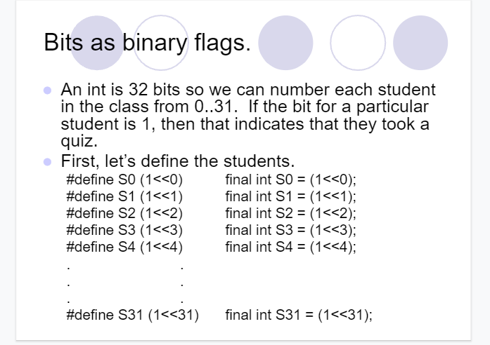 Solved Bits as binary flags. OO An int is 32 bits so we can | Chegg.com