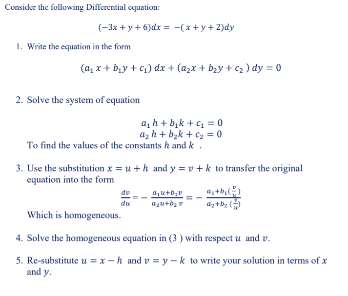 Solved Consider the following Differential equation: (-3x + | Chegg.com