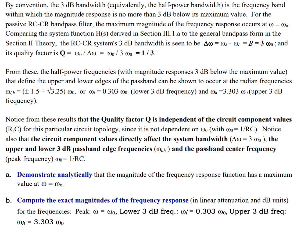 Solved By Convention The 3 Db Bandwidth Equivalently The