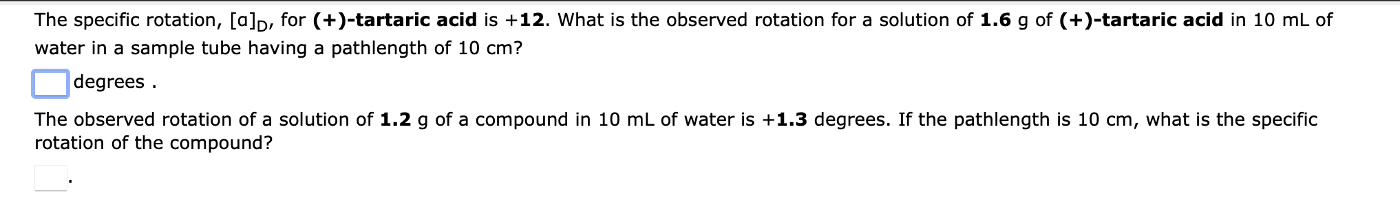 Solved The specific rotation, [a]D, for sucrose is +67. What | Chegg.com