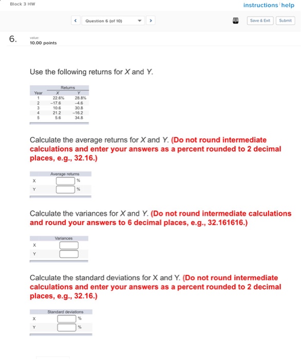 Solved Block 3 HW instructions help Question 6 (of 10) Save | Chegg.com