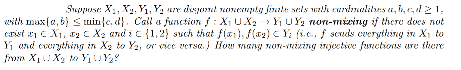 Solved Suppose X1, X2,Y1, Y2 are disjoint nonempty finite | Chegg.com