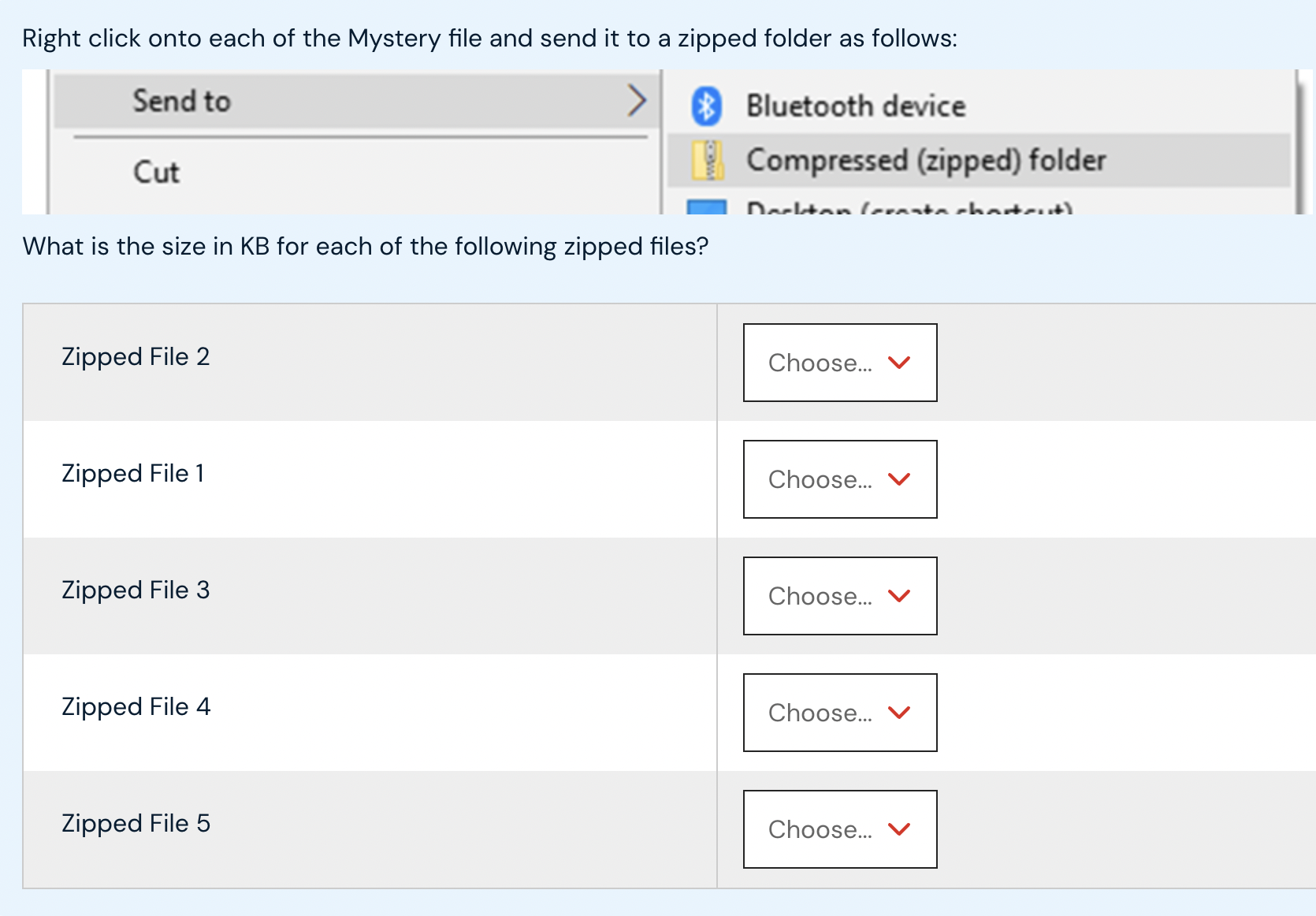 Right click onto each of the Mystery file and send it | Chegg.com