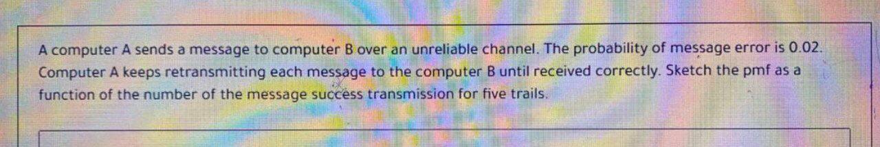 Solved A computer A sends a message to computer B over an | Chegg.com