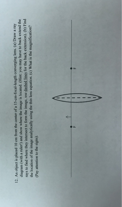 Solved An object is placed 10 cm from the center of a | Chegg.com