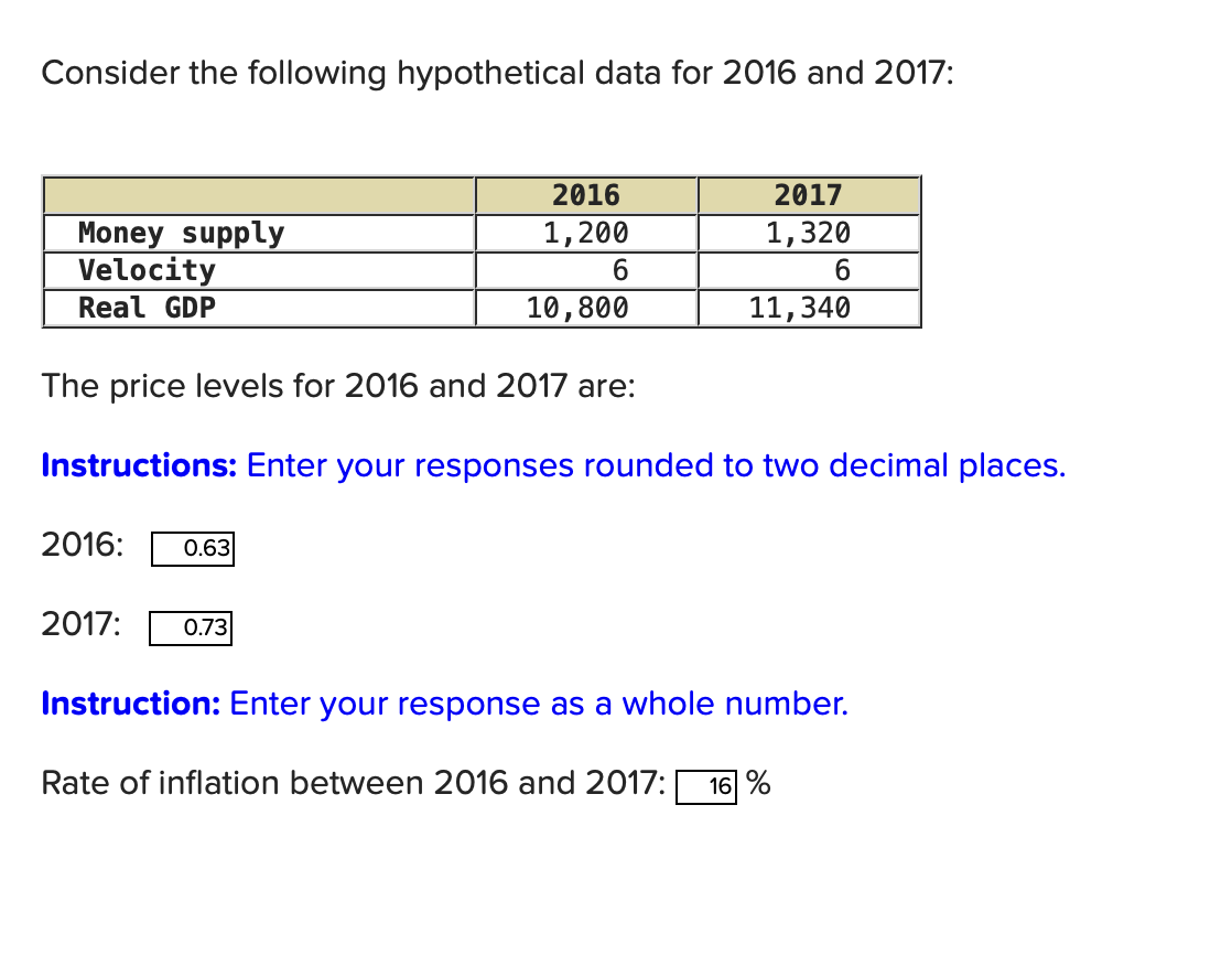 Solved Consider the following hypothetical data for 2016 and | Chegg.com
