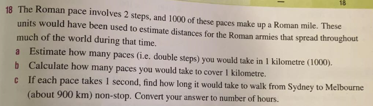 Solved 18 18 The Roman pace involves 2 steps, and 1000 of | Chegg.com