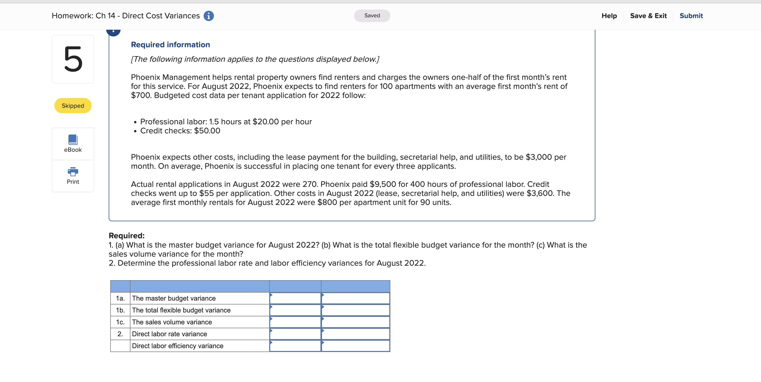 Solved Homework: Ch 14 - Direct Cost Variances (i Saved Help | Chegg.com