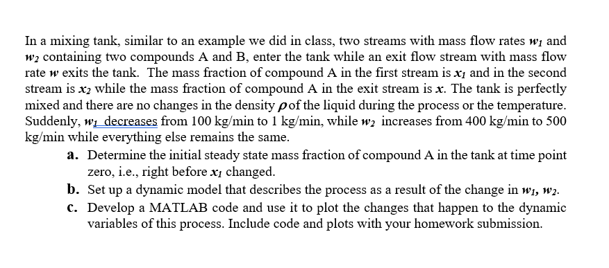 Solved In a mixing tank, similar to an example we did in | Chegg.com