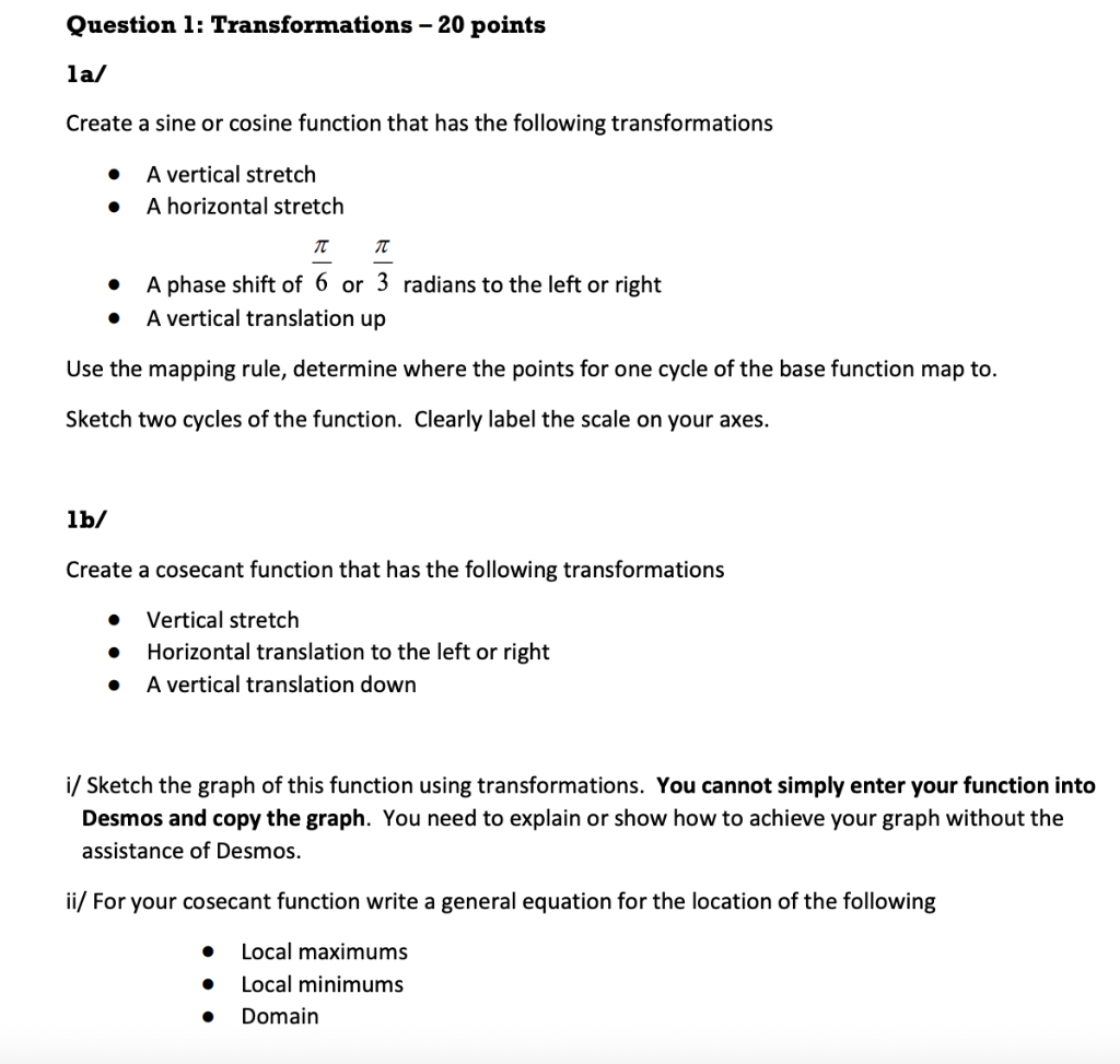 Solved Question 1: Transformations - 20 points la/ Create a | Chegg.com