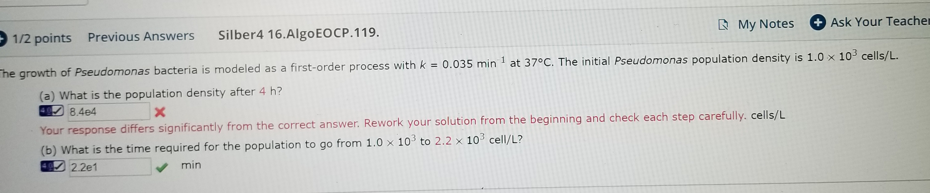 Solved 1/2 points Previous Answers Silber4 16.Algo EOCP.119. | Chegg.com