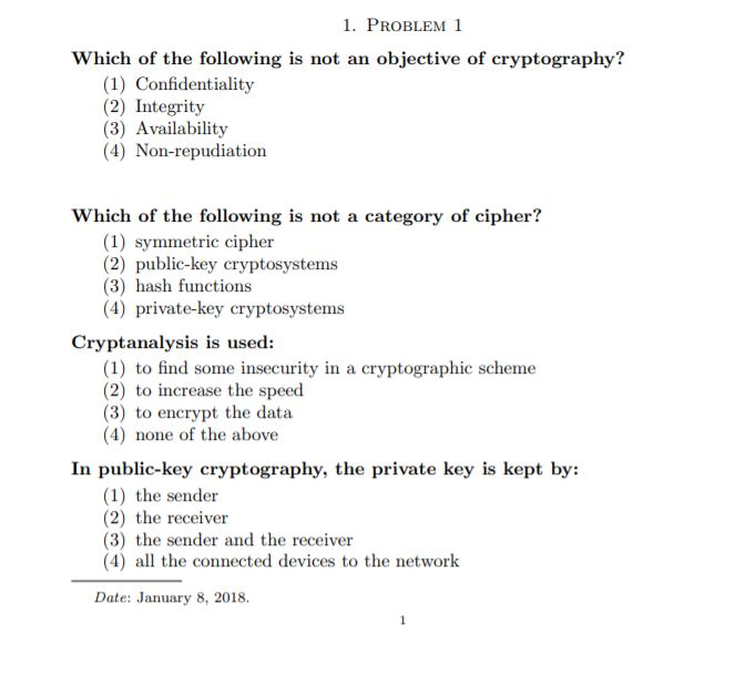 Solved 1. PROBLEM 1 Which of the following is not an | Chegg.com