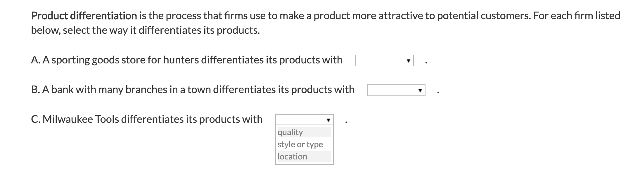 Solved 1st attempt Product differentiation is the process | Chegg.com
