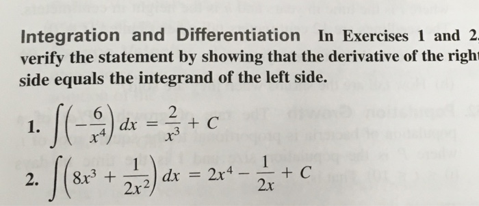 Solved Integration and Differentiation In Exercises 1 and 2 | Chegg.com